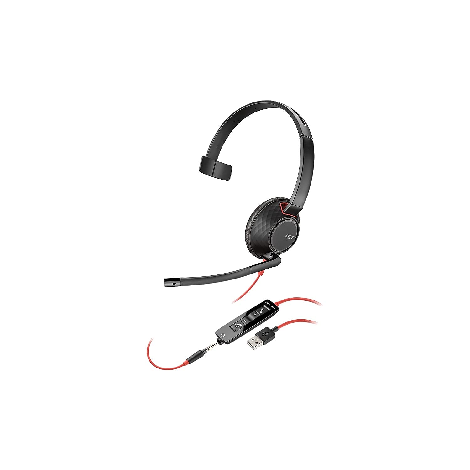 Poly - Blackwire 5220 USB-C Headset (Plantronics) - Wired, Dual Ear (Stereo) Computer Headset with Boom Mic - USB-C, 3.5 mm to connect to your PC, Mac, Tablet and/or Cell Phone