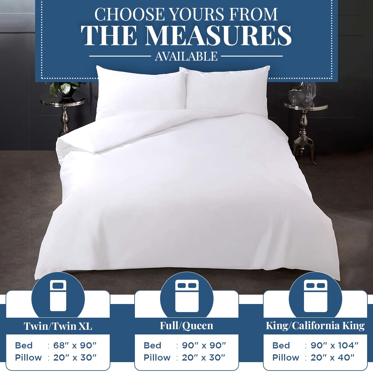BLUECLANS Duvet Cover King Size 100% Egyptian Cotton 3 Piece Duvet Cover Set California King 800 Thread Count Soft Comforter Cover with Zipper Closure 2 Pillowcases White [Comforter Not Included]