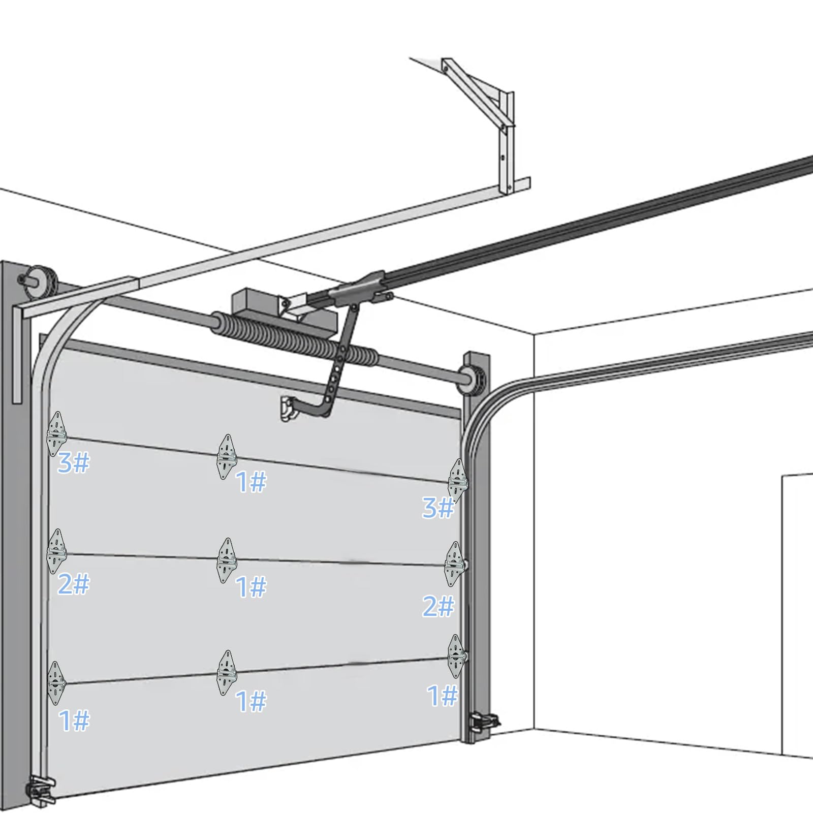 AKOLAFE Tune Up Kit for 16 x 7' or 18 x 7' Garage Door, Includes 10pcs Garage Door Rollers, 9pcs Garage Door Hinges, 2pcs Garage Door Bracket, 1pcs Garage Door Cable, 54pcs Garage Door Screws