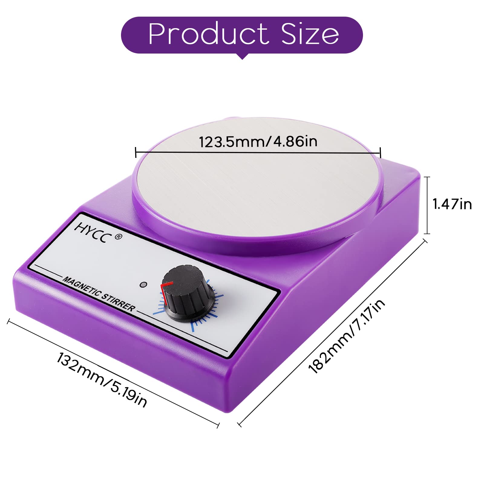 HYCC Magnetic Stirrer with 7PCS stir bar Set and stir bar Retriever, 3000 RPM Magnetic Mixer, Stir Plate Max Stirring Liquid 3 Liters, Lab Stirrers