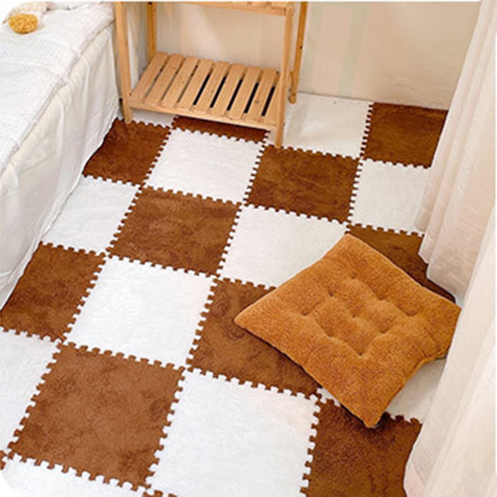 8pcs Interlocking Foam Mats, 12"x12" Fluffy Carpet Tiles, Plush Area Rug, Interlocking Floor Tiles, Soft Climbing Playmat Puzzle Floor Mat(Color:Grey)