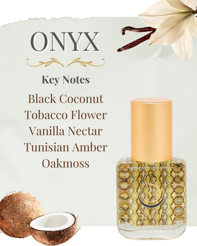 Onyx Organic Perfume Oil Extract Roll-On by Sage- 1/4 oz, Vegan & Cruelty-Free, Earthy Scent, Black Coconut, Vanilla, Oakmoss