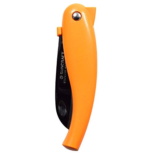 Seki Japan Folding Fruit Knife, Small Peeling Knife, 3.3-inch stainless steel blade with orange plactic handle, for kitchen and outdoor