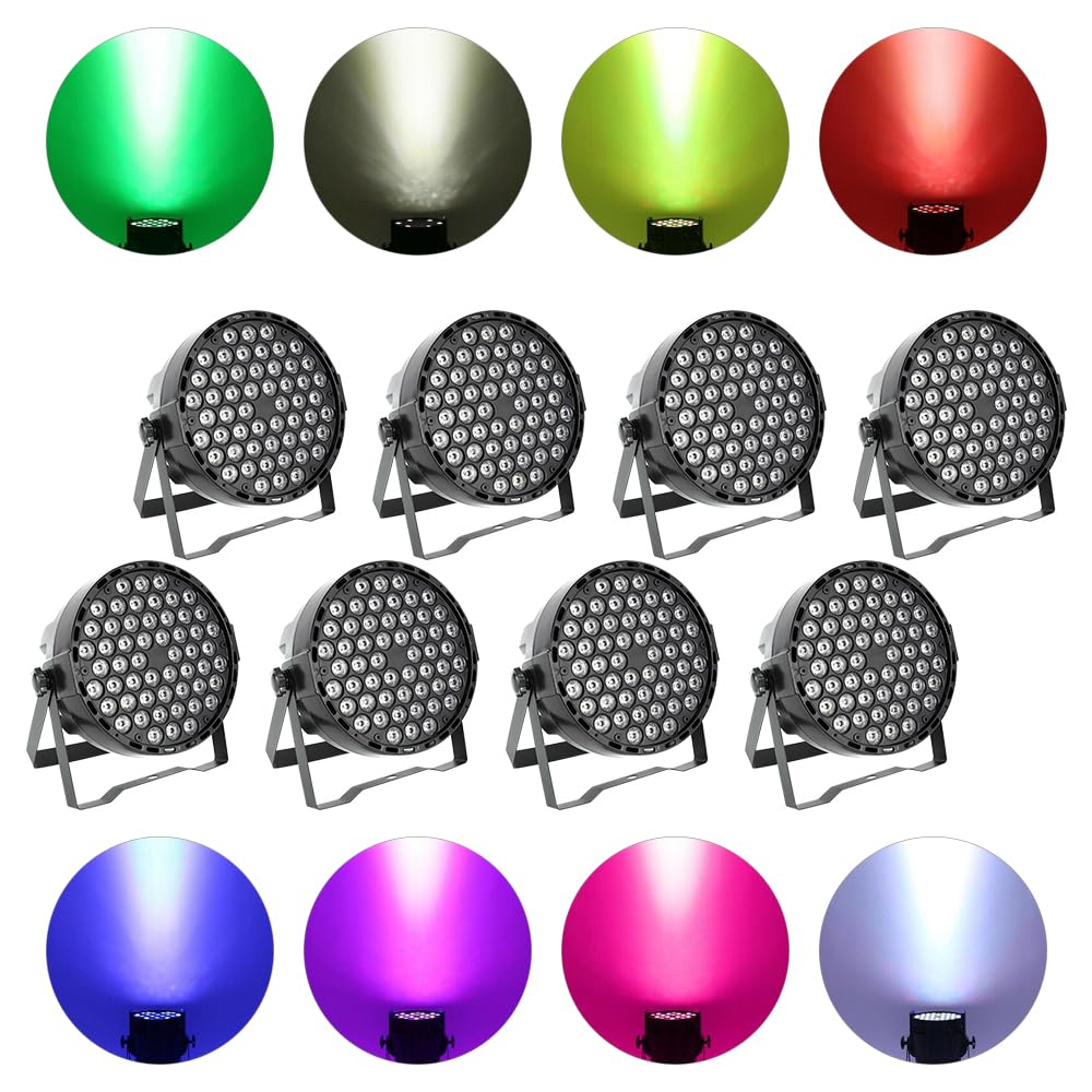 8Pcs Stage Lights, 54x3W LED Stage Par Lighting RGBW DMX512 DJ Disco Party Club Strobe Light AUTO/Sound Party Lighting