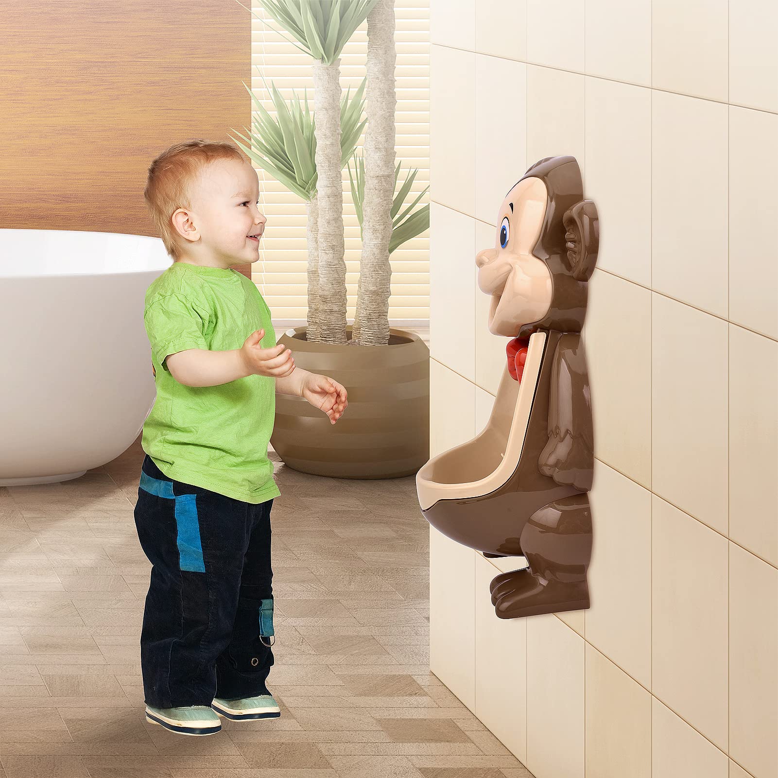 Potty Training Urinals for Boys, Cute Monkey Potty with Funny Aiming Target Windmill for Kids Toddlers Children Boys