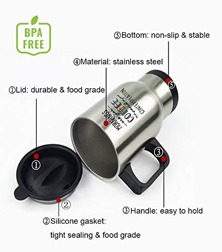 Funny Novelty Mornings Are For Coffee And Contemplation Silver Stainless Steel Material Travel Mugs
