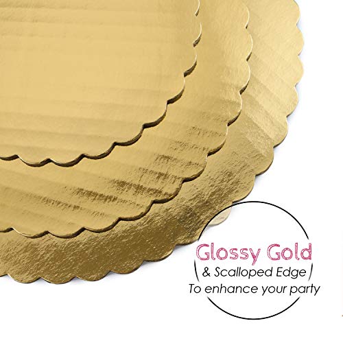 Set of 18 - Gold Cake Board Rounds, Circle Cardboard Base, 6, 8 and 10-Inch. Perfect for Cake Decorating, 6 of Each Size