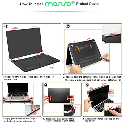 MOSISO Compatible with MacBook Pro 13 inch Case M2 2023, 2022, 2021-2016 A2338 M1 A2251 A2289 A2159 A1989 A1708 A1706, Plastic Pattern Hard Shell Case&Keyboard Cover&Screen Protector,Black Marble