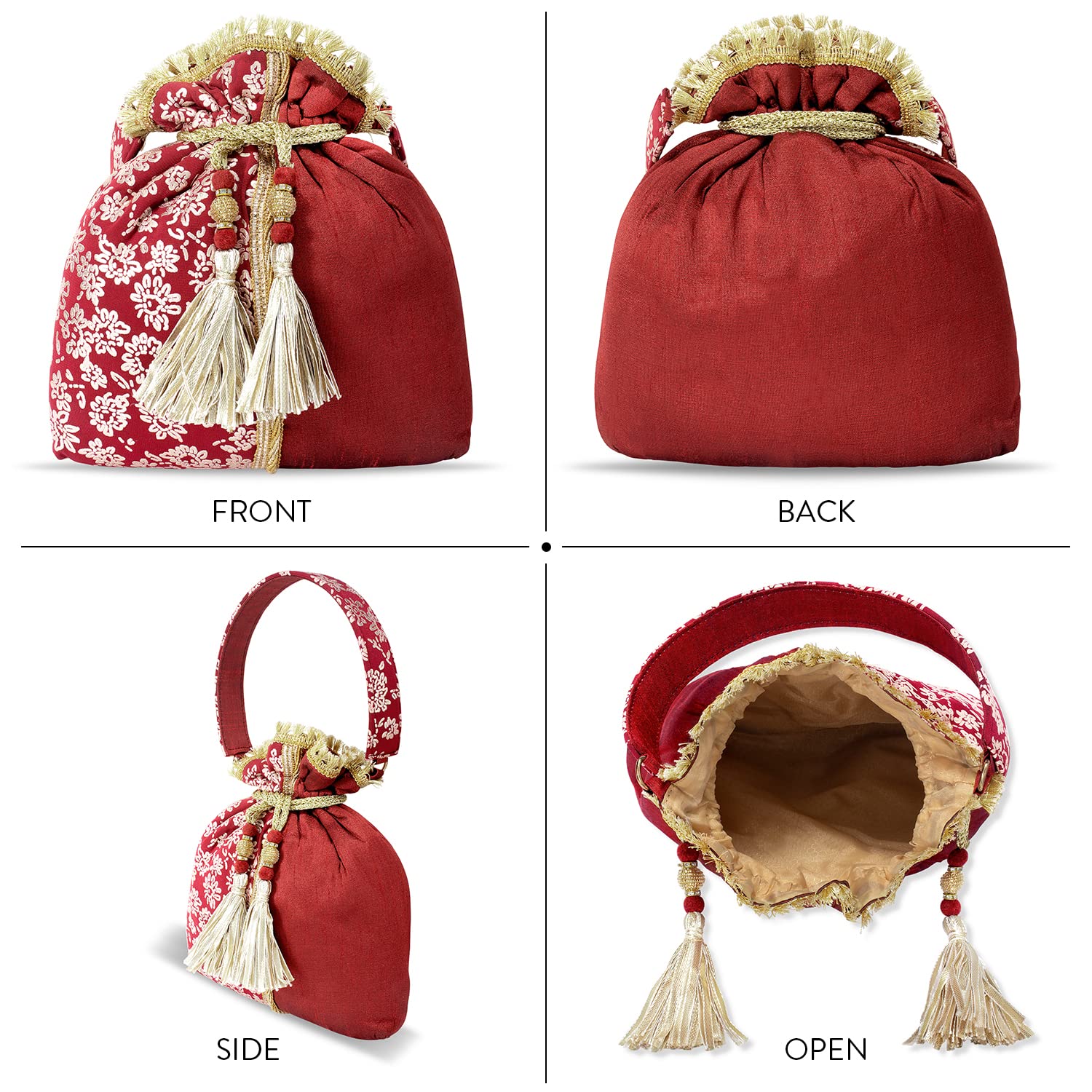 Aheli Indian Potli Bags Gift for Women Evening Bag Clutch Ethnic Bride Purse with Drawstring