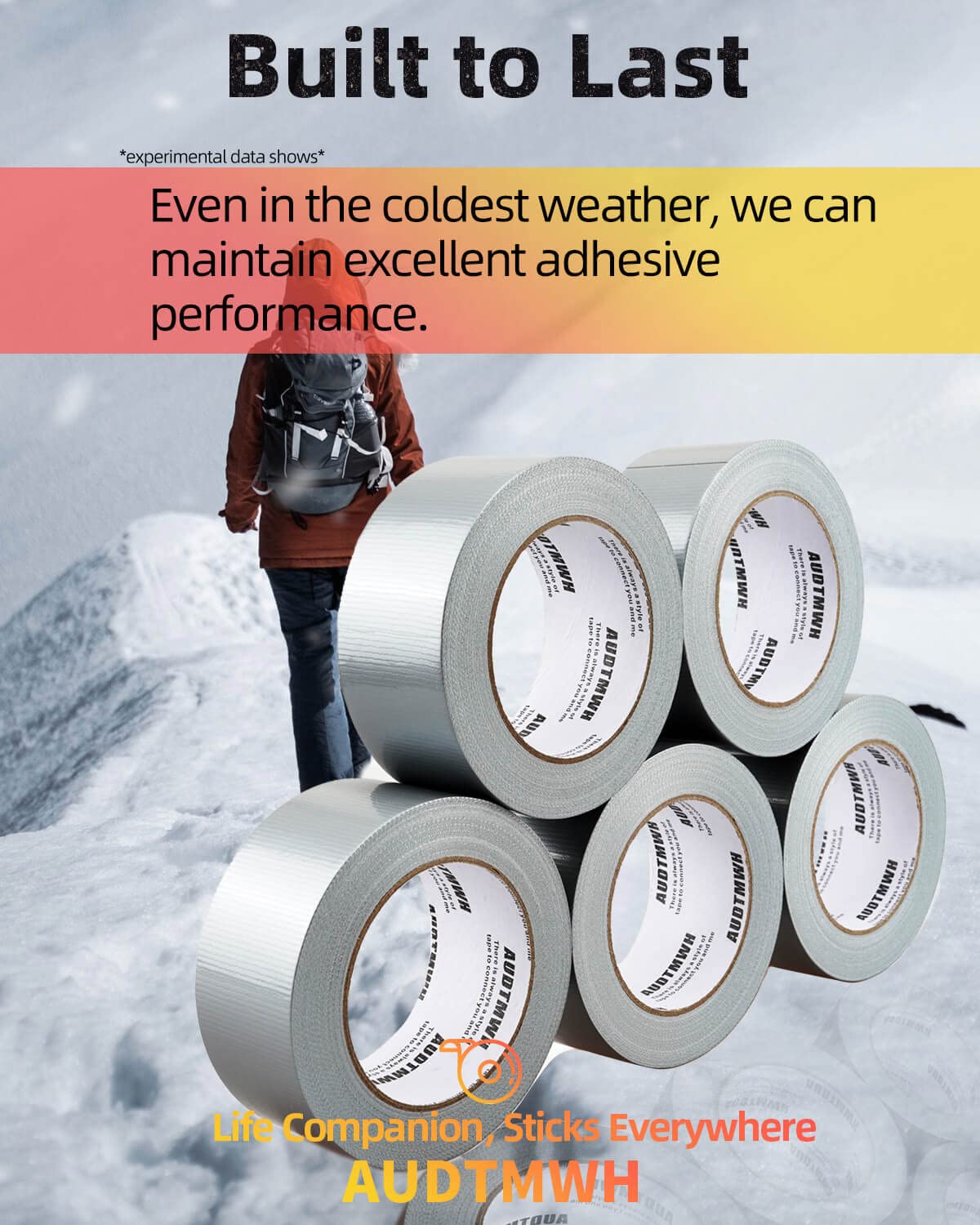 AUDTMWH Duct Tape Heavy Duty, 1.88 in x 90 ft, Silver, Waterproof, Temperature Resistant, Extreme Durability, Super Fix, No Residue, Industrial, for Duct Tape Crafts, 1 Roll