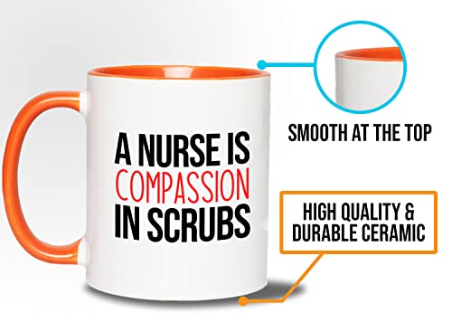 Bubble Hugs Nurse 2Tone Orange Mug 11oz - A nurse is compassion - Labor Clinical Certified Nursing Assistant Surgical Emergency Oncology Practitioner