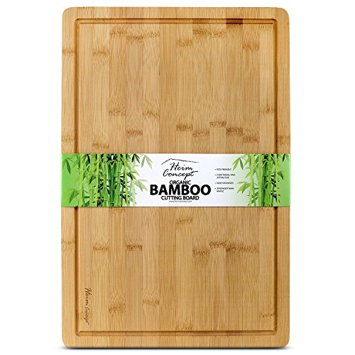 Heim Concept Organic Bamboo Cutting Boards for Kitchen Extra Large Chopping Board with Juicy Groove Perfect for Meat, Vegetables, Fruits, Cheese (18x12x3/4)