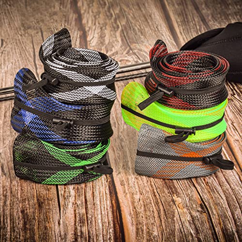 SF Fishing Casting Rod Socks Braided Mesh Rod Sleeve Cover Protector Pole Gloves Six Colors 6PCS Fit Casting Rod 6-1/2FT to 7-1/2FT