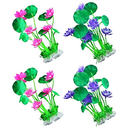 BESTOYARD Artificial Plants Artificial Plants 3pcs Flower Fish Tank Aquarium Plants Fish Tank Flower Ornament Artificial Aquarium Plants Decor 4pcs Plastic Glass Containers Glass Containers