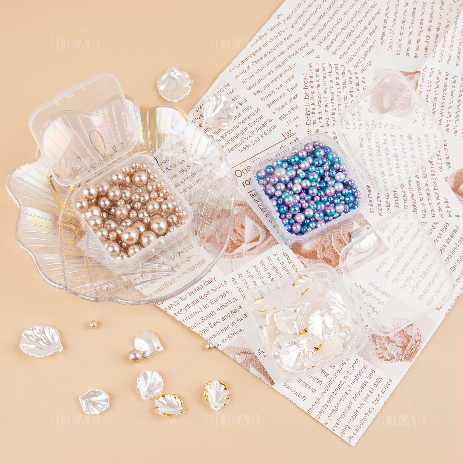 AUEAR, 40 Pack Mini Clear Plastic Storage Containers Box with Hinged Lids Empty Hinged Boxes