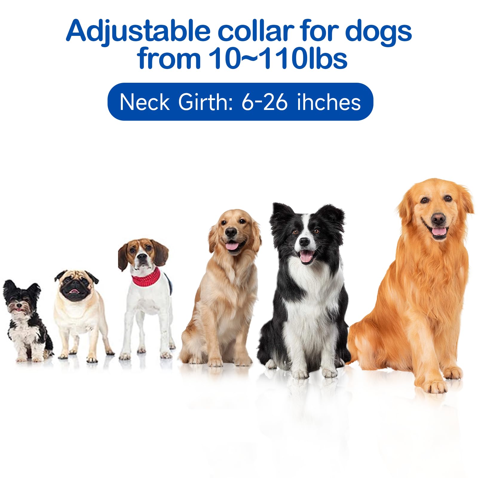 Bark Collar, Dog Bark Collar for Medium Large Small Dogs, Anti Bark Training Collar, Automatic Barking Control, Smart Bark Collar with Beep Vibration Shock, Waterproof Bark Collar for Dogs 10~110lbs