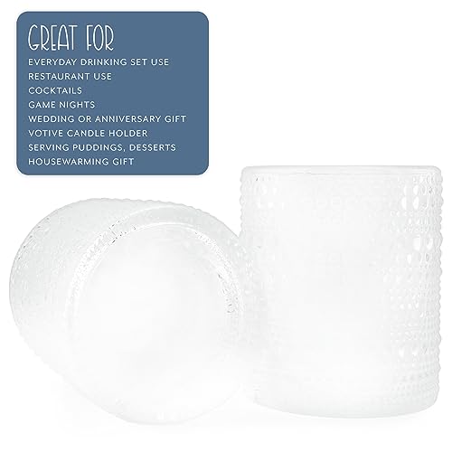 Darware Hobnail Drinking Glasses (12oz, 6pk, Clear); Old-Fashioned Beverage Glasses for Tabletop, and Bar Use and Candle Jars