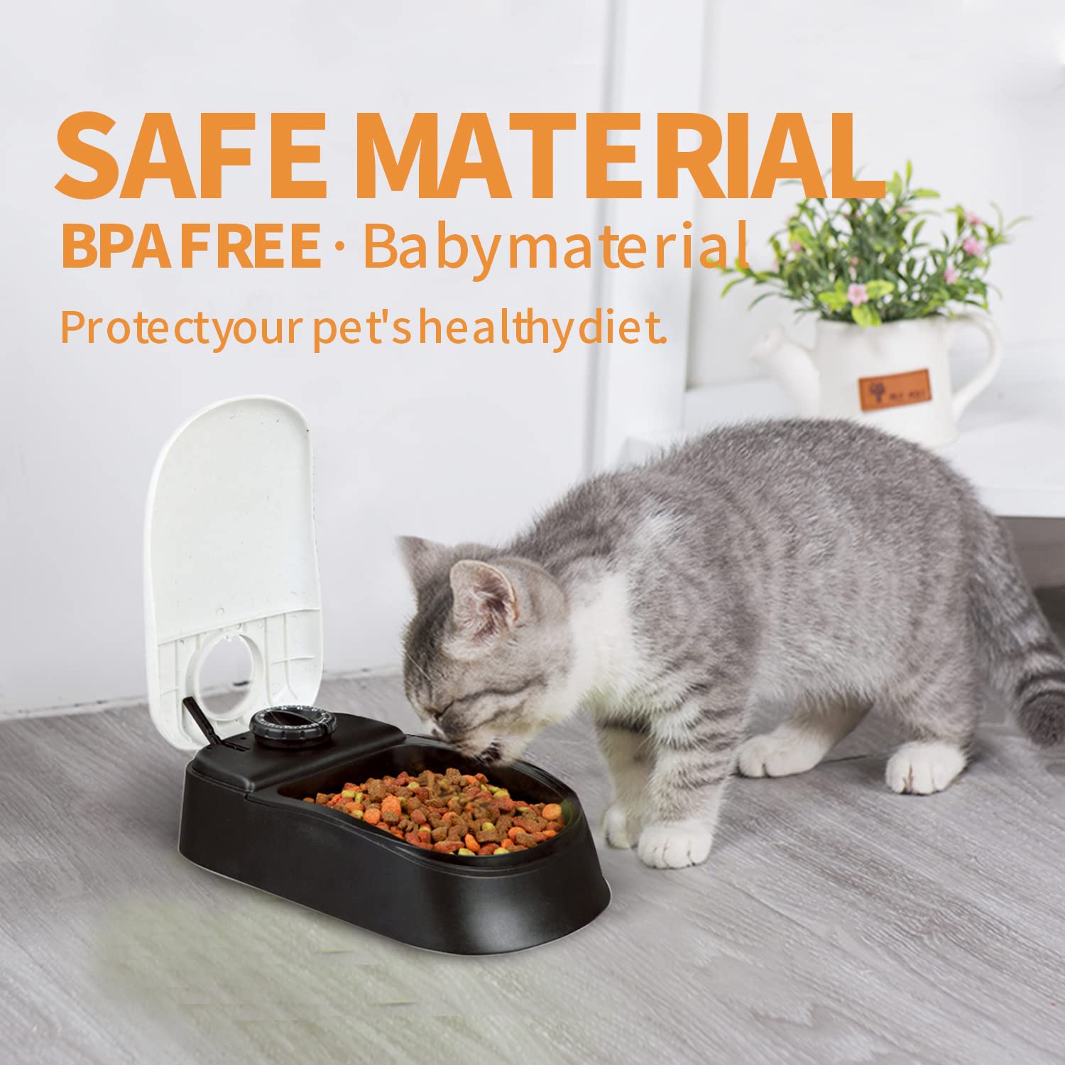 PAWISE Automatic Cat Feeders 1 Meal Automatic Dog Feeder,Dog/Cat Food Dispenser 1.5 Cup, Schedule Meal or Treat, with 48-Hour Timer