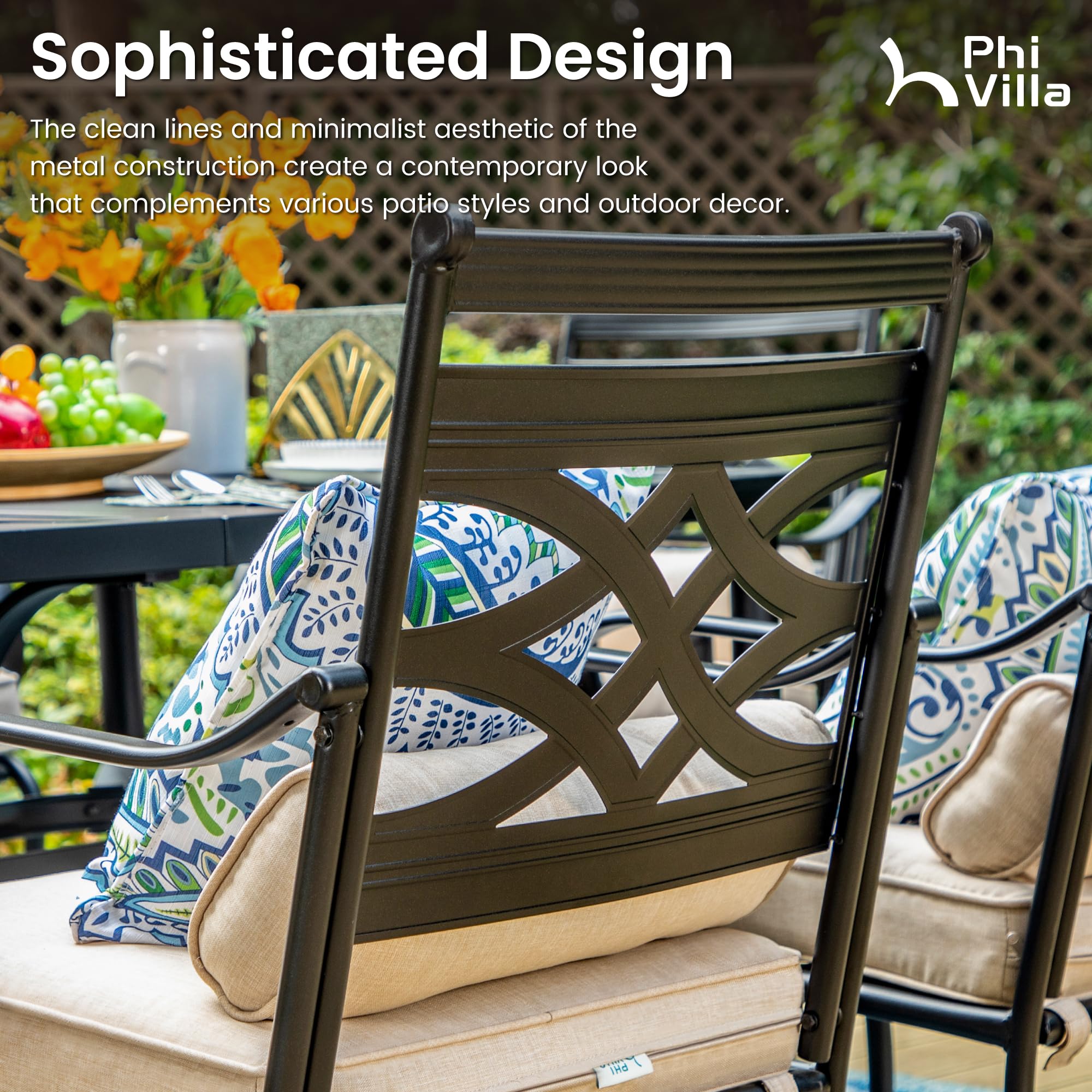 PHI VILLA 5 Piece Patio Bar Set,Outdoor Bar Table and Chairs Set, Strong and Heavy Duty Outdoor Bar Set with Cushion and Pillow,4PC Swivel Bar Stools with Square Bar Height Table