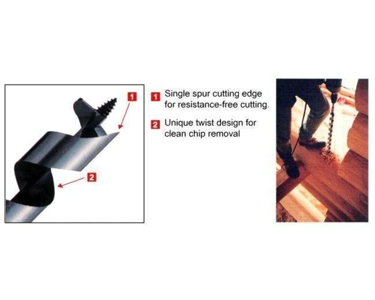 Wood Owl No. 600 24" Deep Cutting Combination Utility Ship Auger Boring Bits Single Flute Single Spur (1/2" x 24" 06105)