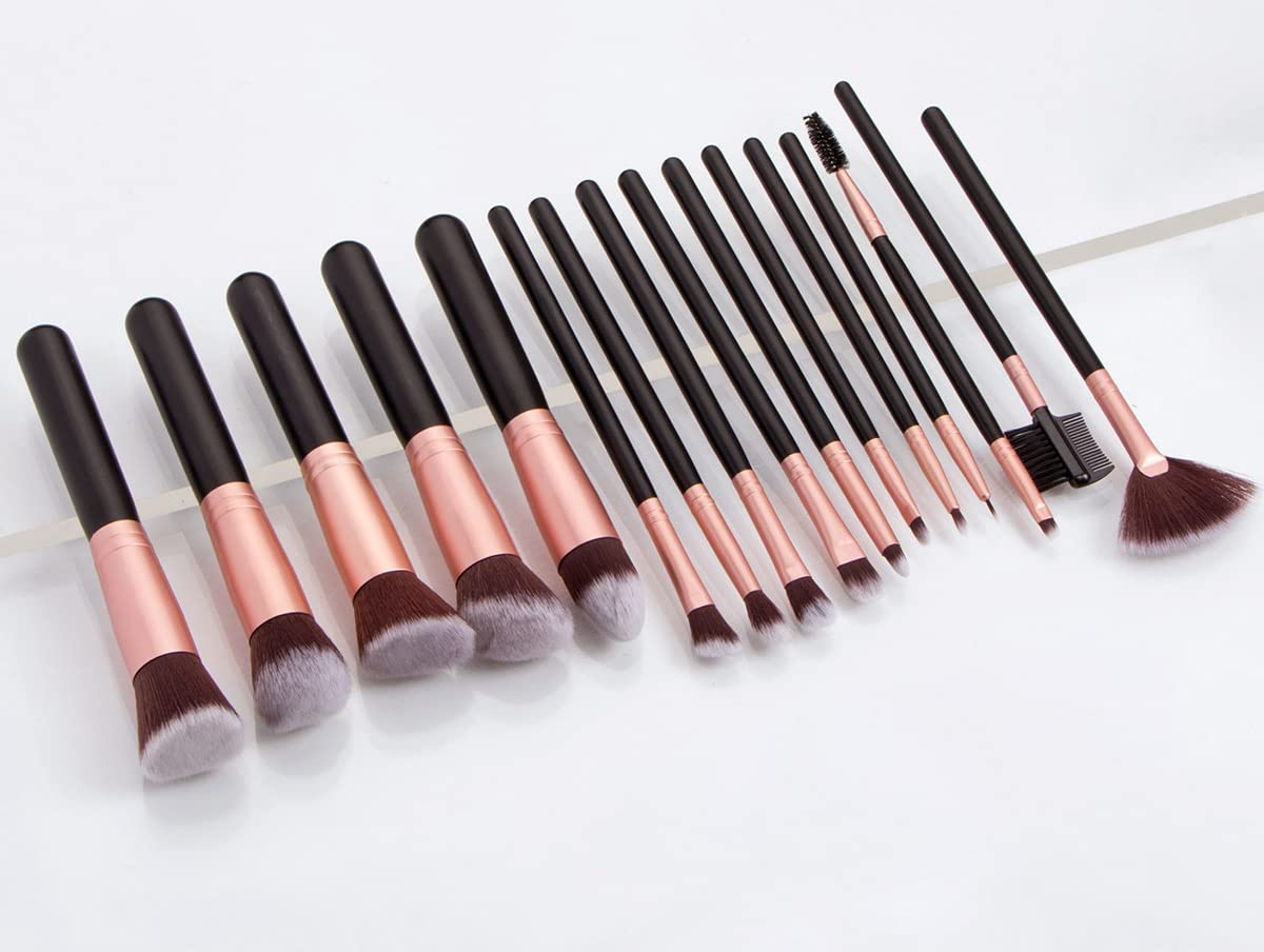 Akstore Makeup Brushes 16 Pcs Makeup Brush Set Travel makeup brush set (Rose Gold)