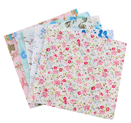 Penta Angel 4 x 4 Inch/10 x 10cm 100 Pieces Assorted Pre-Cut Printing Cotton Cloth Square Bundle Quilt Craft Fabric Patchwork DIY Sewing Scrapbooking Quilting Dot Pattern (100 pcs)