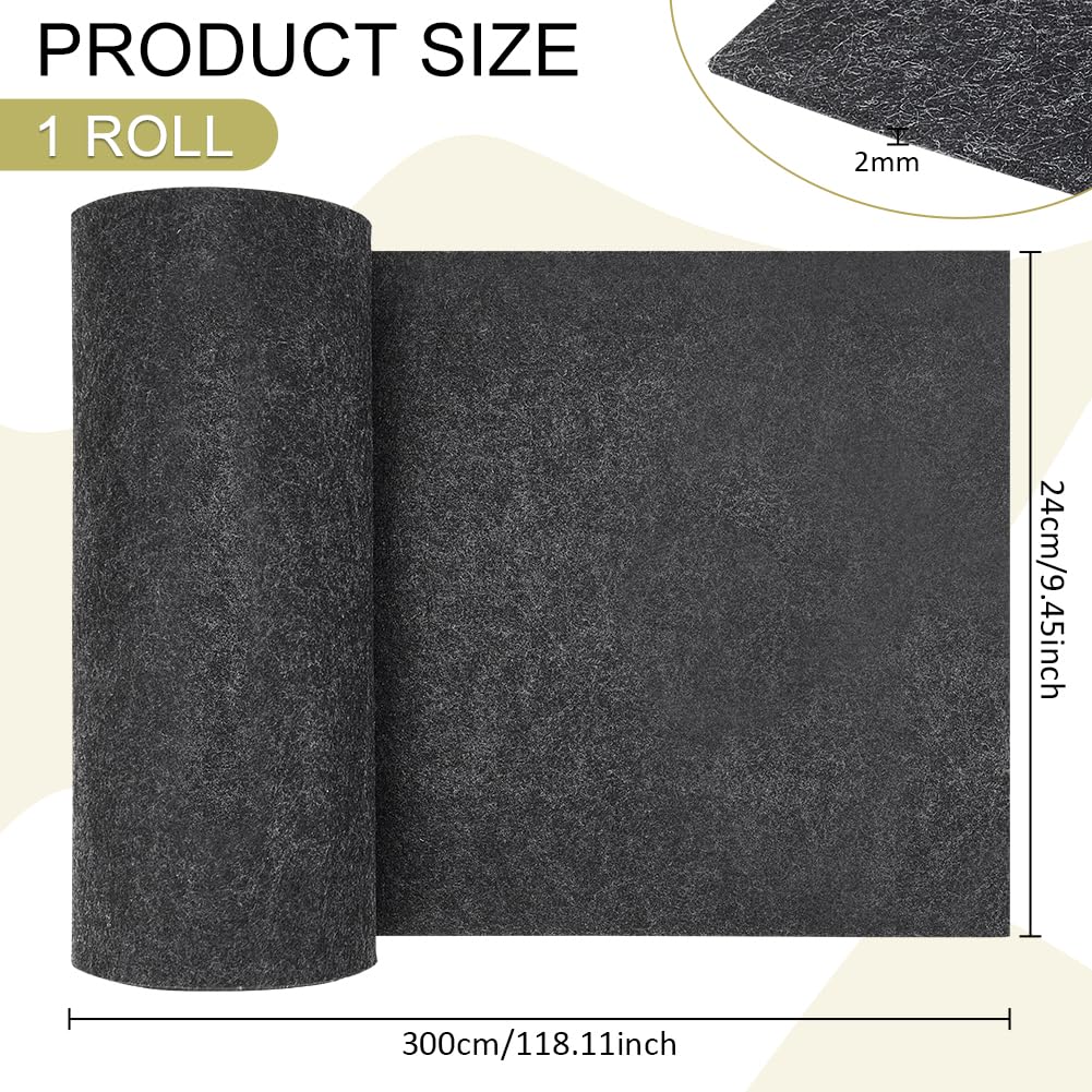 BENECREAT 118x9.4inch Felt Fabric Roll, Dark Gray Craft Felt Roll for Felt Table Mats, DIY Craftwork, Sewing and Patchwork,2mm Thick