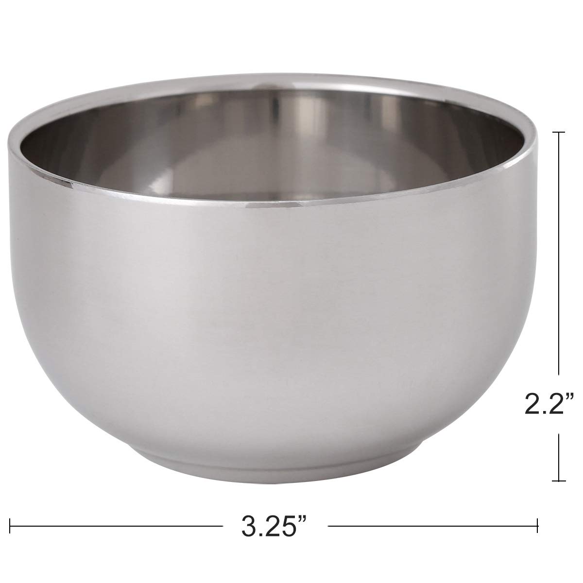AKStore Men's Durable Shave Soap Cup Shining High Quality Double Layer Stainless Steel Heat Insulation Smooth Shaving Mug Bowl