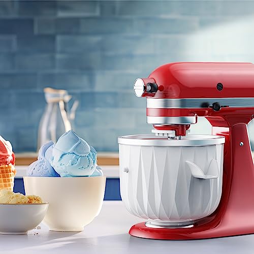 Ice Cream Attachment for Kitchenaid - 2 Quart Frozen Ice Cream & Sorbet Gelato Maker for Kitchenaid Ice Cream Maker Attachment Compatible 4.5 Qt and Larger Stand Mixers with Silicone Spatula by Cofun
