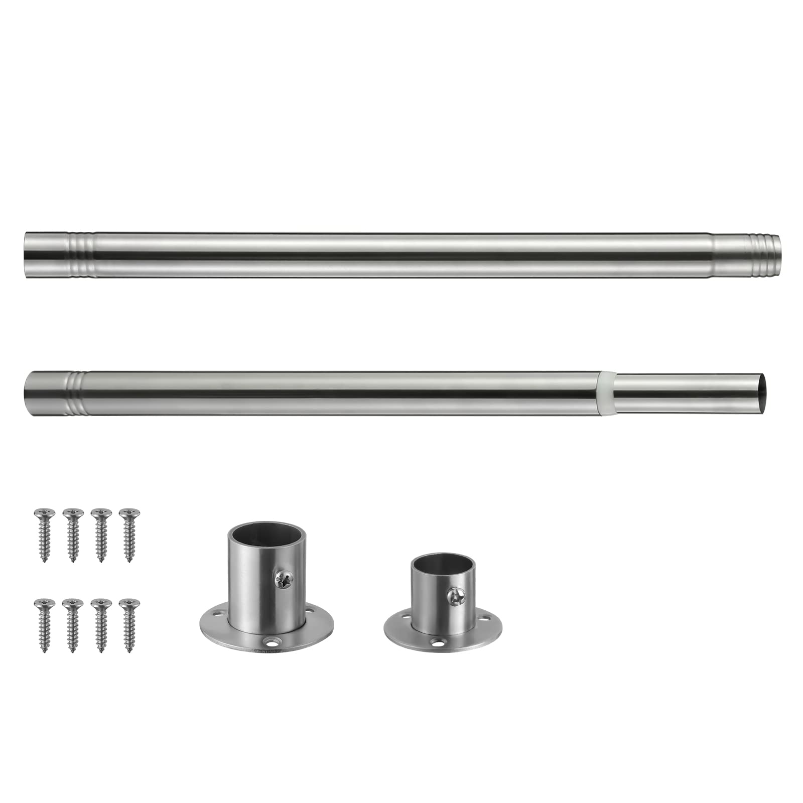 CALCHELE Closet Rods for Hanging Clothes Adjustable Closet Rod Sliver Closet Hanging Rod 15-54"