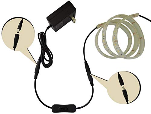 Qaoquda 2pcs DC 5.5mm x 2.1mm Male to Female DC Power Inline Cable with On Off Switch Jack Connector for Led Strip Light CCTV Camera, No Need Soldering (5.5X2.1mm)