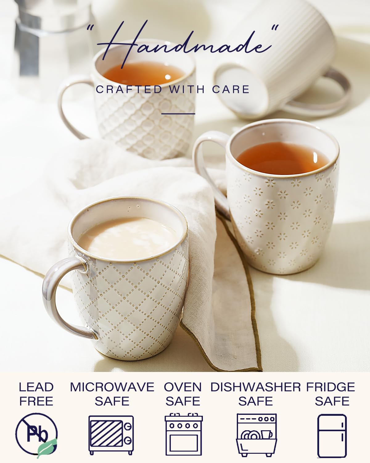 getstar Coffee Mugs Set of 4, Ceramic 18 oz Coffee Mug Microwave and Dishwasher Safe, Coffee Cups Ceramic with Big Handle