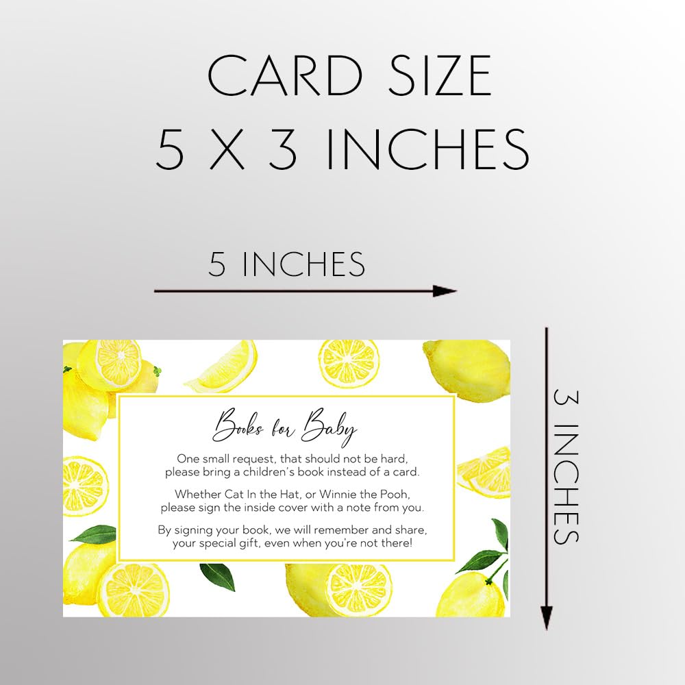 Lemonade Baby Shower Bring a Book Cards Lemon Theme Baby's First Book Library Collection Keepsake Gift Ideas Activities Squeeze (25 Count)