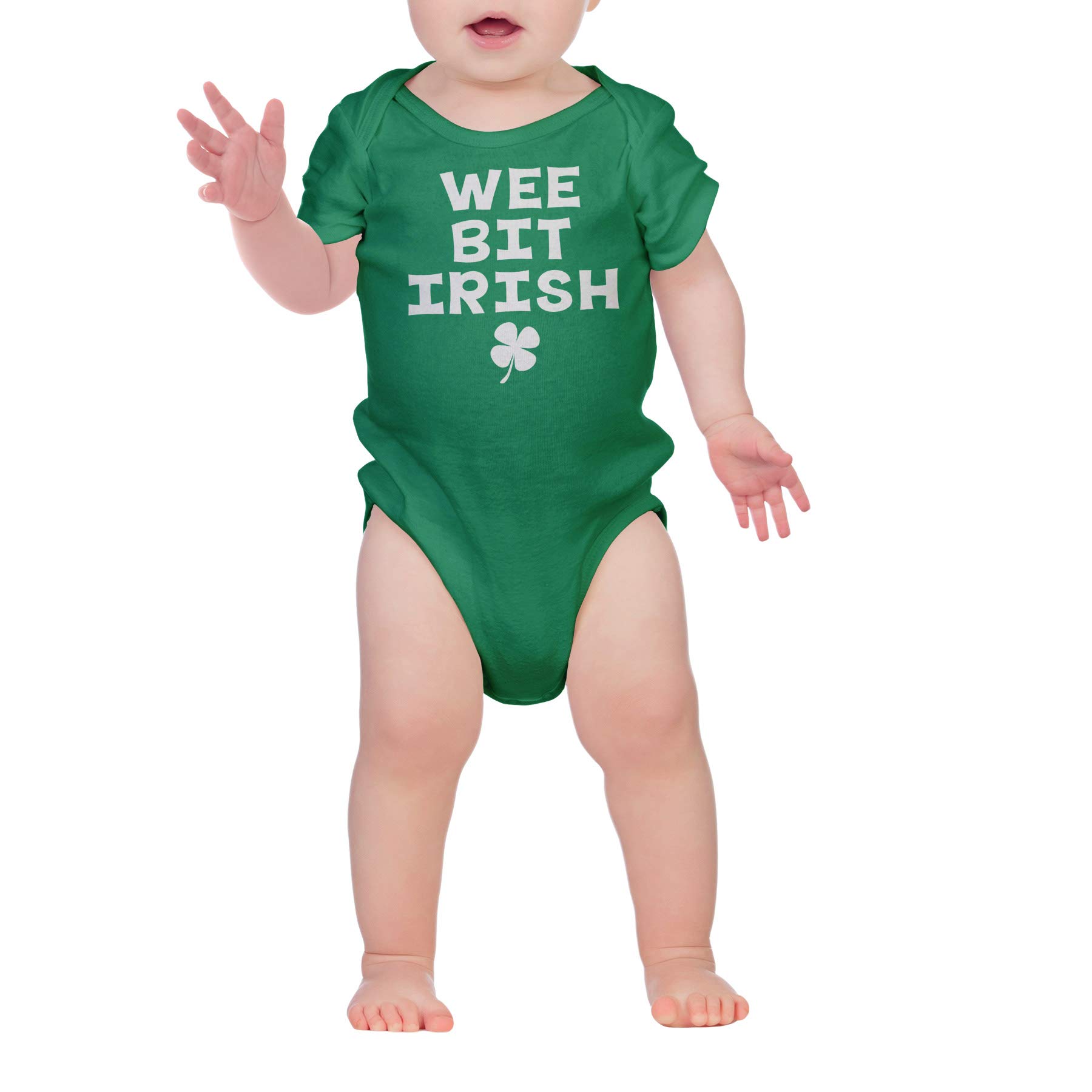St Patricks Day Baby Onesie - Wee Bit Irish Funny Irish Baby Infant Shirt - Kelly-6M