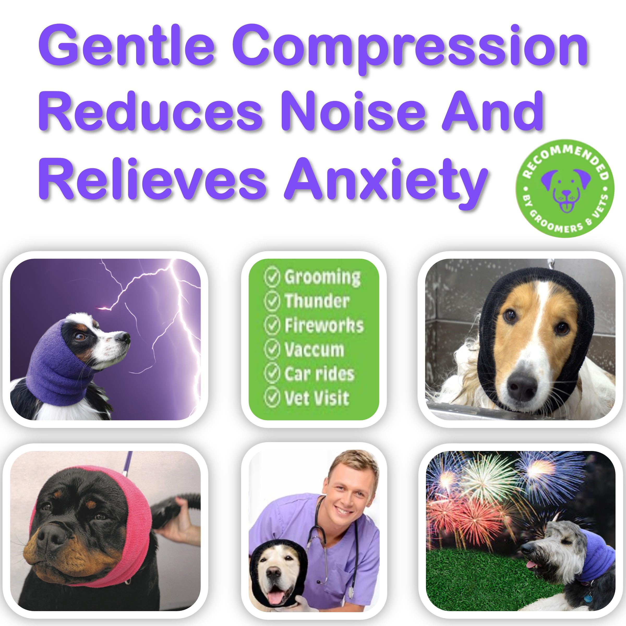 Happy Hoodie The Original Dog & Cat Calming Band, Anxiety Relief/Noise Protection-Grooming-Thunder-Fireworks (Large, Blue)