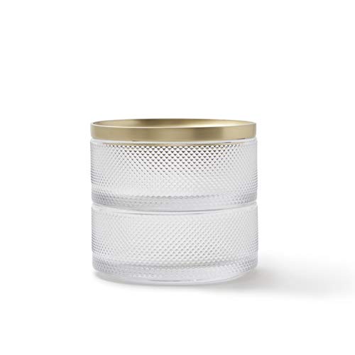 Umbra Tesora Jewelry Organizer, Two-Tier Storage Box with Removable Lid, Glass/Brass