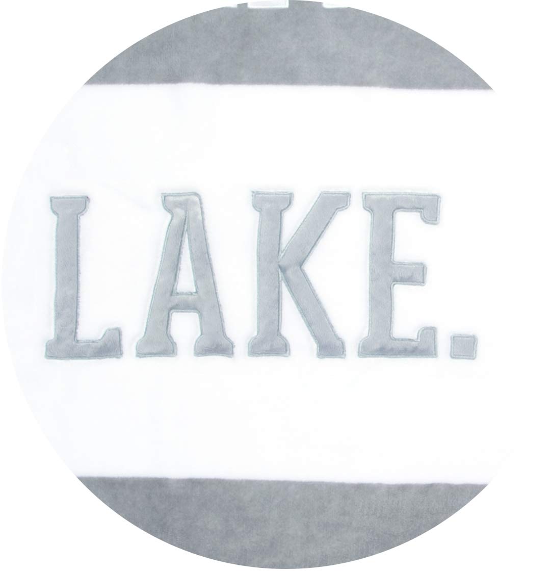 Pavilion Gift Company 30 x 40 Inch Striped White & Gray Royal Plush Baby Blanket Eat. Lake. Sleep, Grey