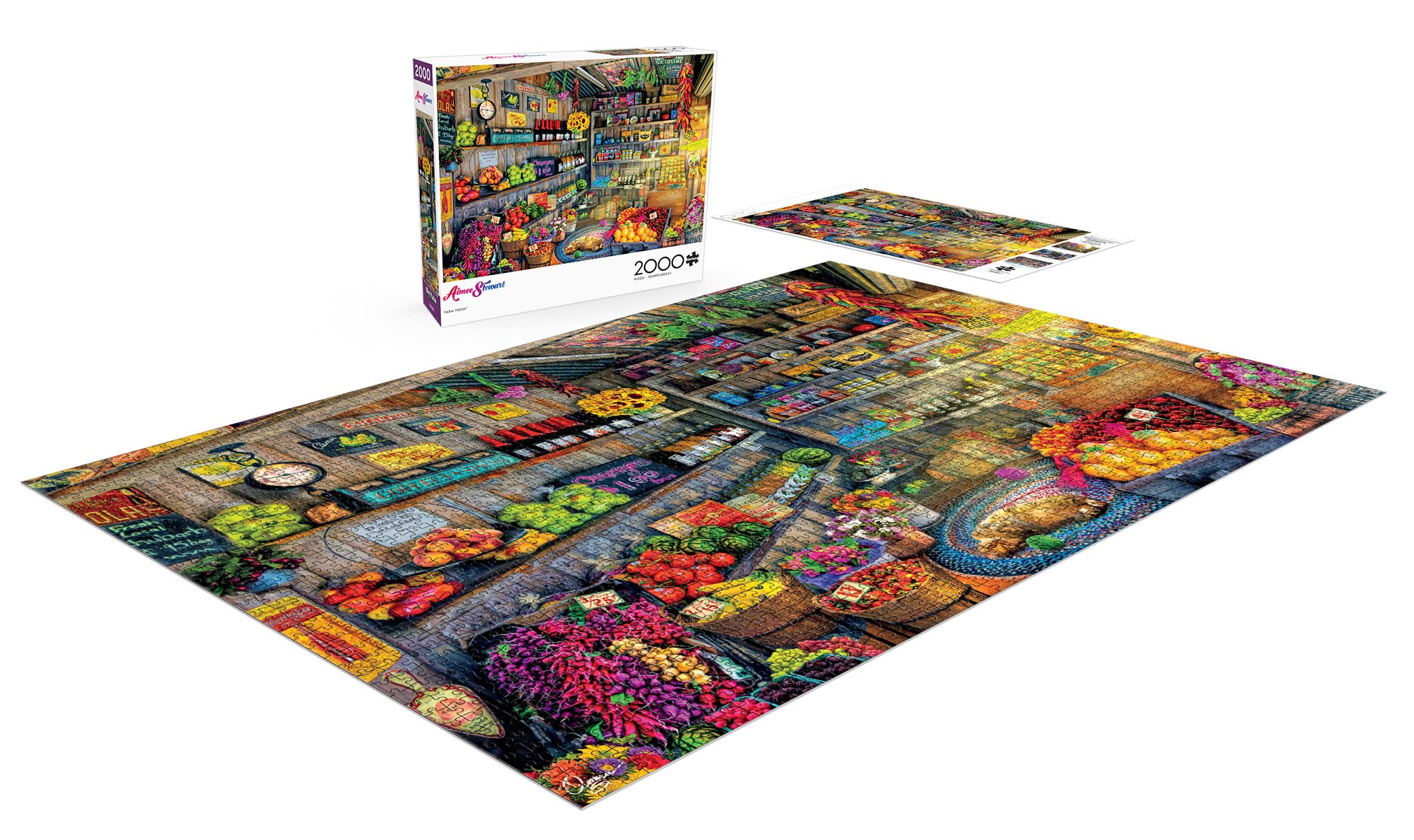 Buffalo Games - Aimee Stewart - Farm Fresh - 2000 Piece Jigsaw Puzzle for Adults Challenging Puzzle Perfect for Game Nights - Finished Puzzle Size is 38.50 x 26.50