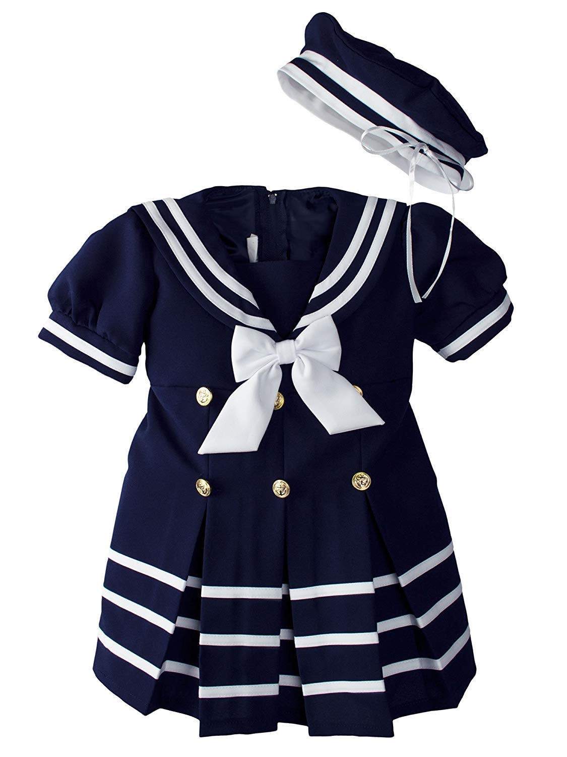 iGirlDress Baby Toddler Girls Nautical Sailor Dress with Hat 24mos Navy