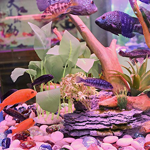 Smarlin Artificial Fish Tank Plants, Plastic Aquarium Plants, 2 Pack, 7 inches High, Realistic & Non-Toxic & Safe for All Fishes (Dark Green)