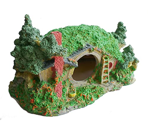 DUGUWEI Aquarium Decoration Small Animal Hideout House Fish Tank Ornament Reptile & Insect Shelter Cage Size Large (11''x7''x6'')