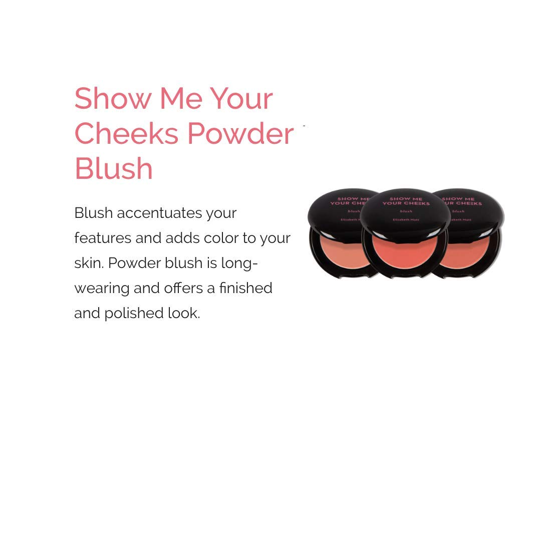 Elizabeth Mott Natural Pink Blush Makeup - Show Me Your Cheeks Blush Natural Glow - Cruelty Free - Buildable & Blendable Cheek Blush with a Light Shimmer - Compact Blusher, Peach Pink