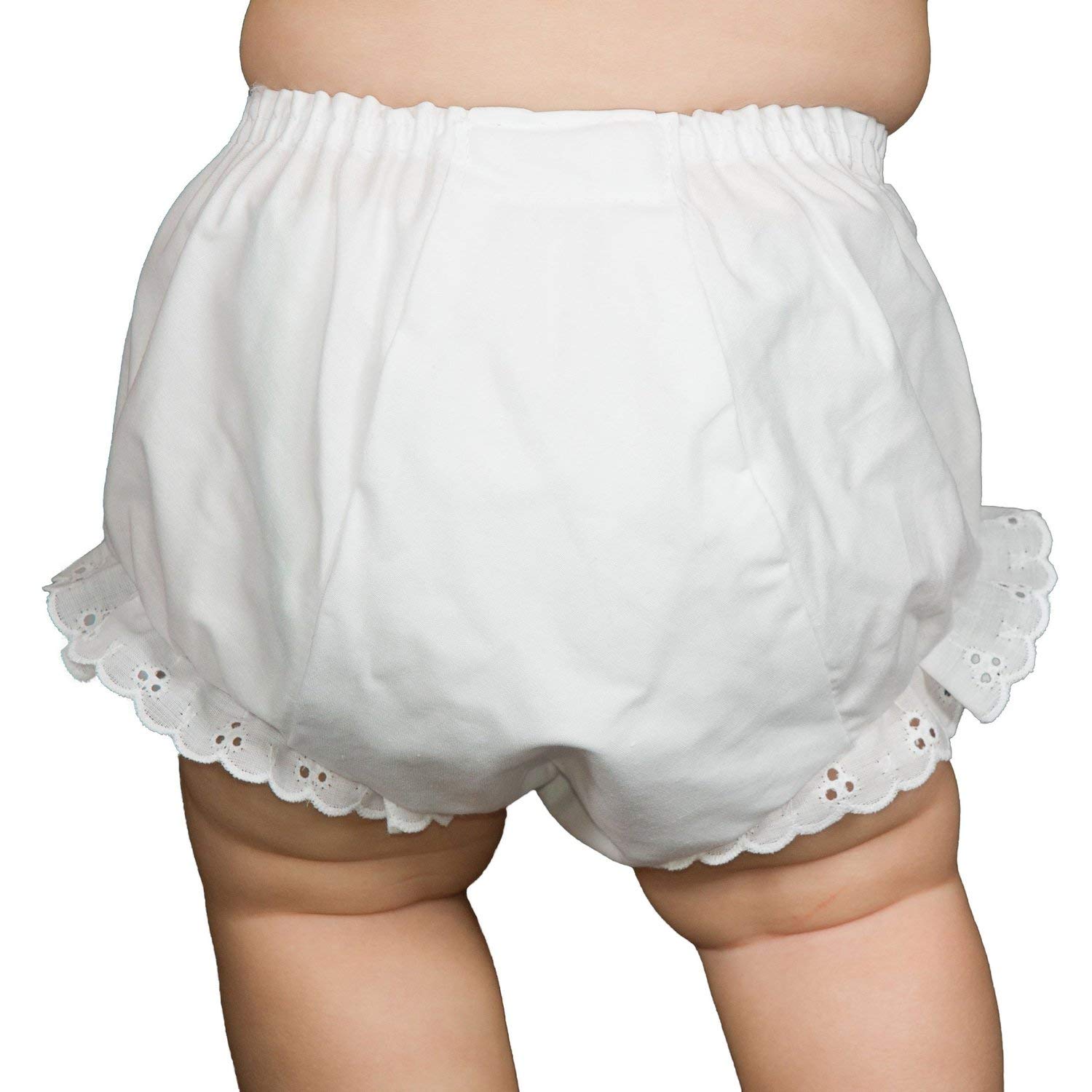 I.C. Collections Baby Girls White Double Seat Diaper Cover Bloomers, Size S