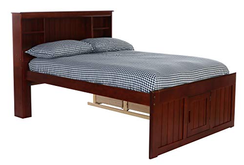 Discovery World Furniture Bookcase Captains Bed with 6 Drawers, Full, Merlot