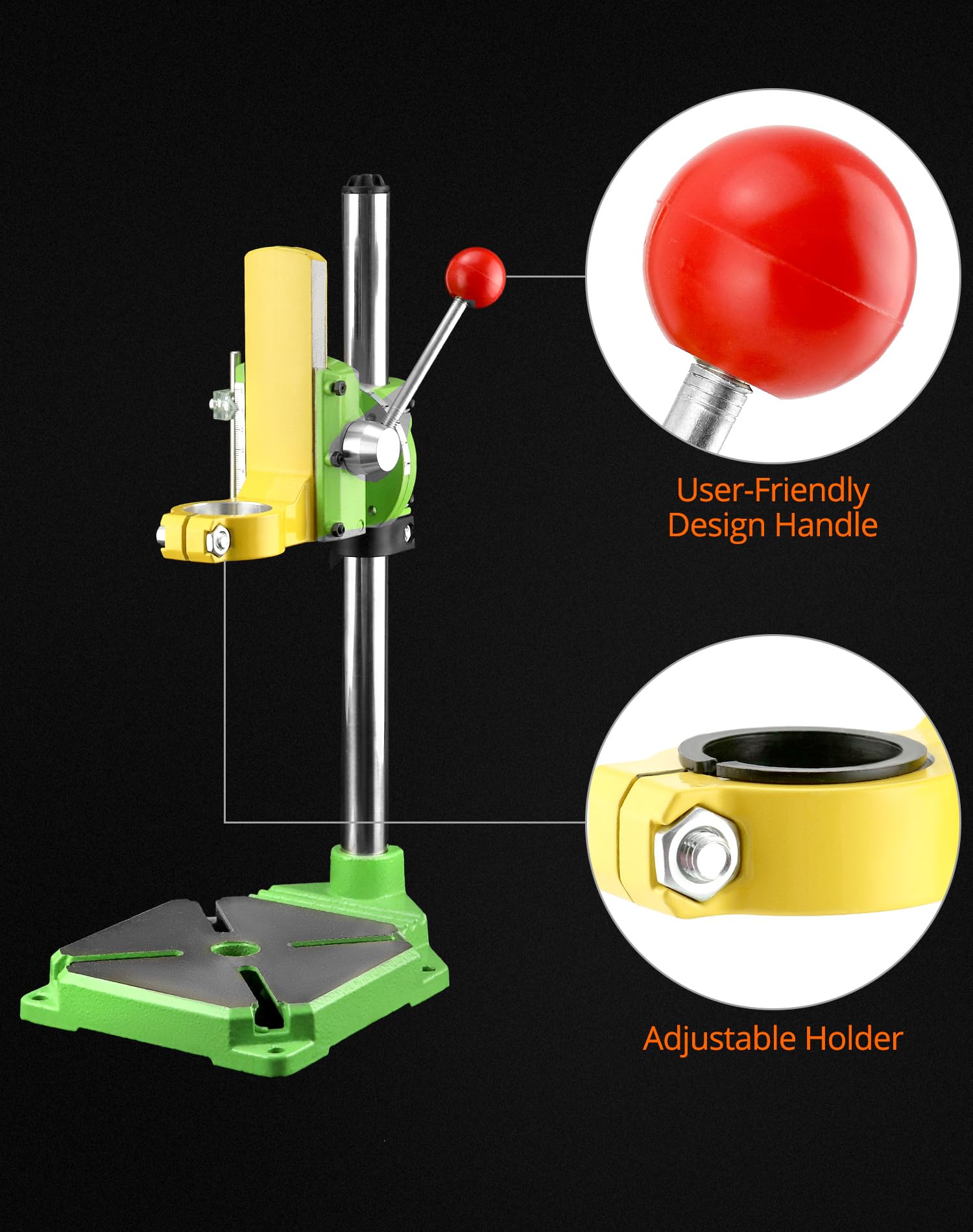 QWORK Drill Press Stand, Heavy Duty Floor Drilling Press/Rotary Tool Workstation,Table Top Drill Press 90° Rotating Fixed Frame for Drilling Collet, Drill Press Table, Drill Workbench Repair