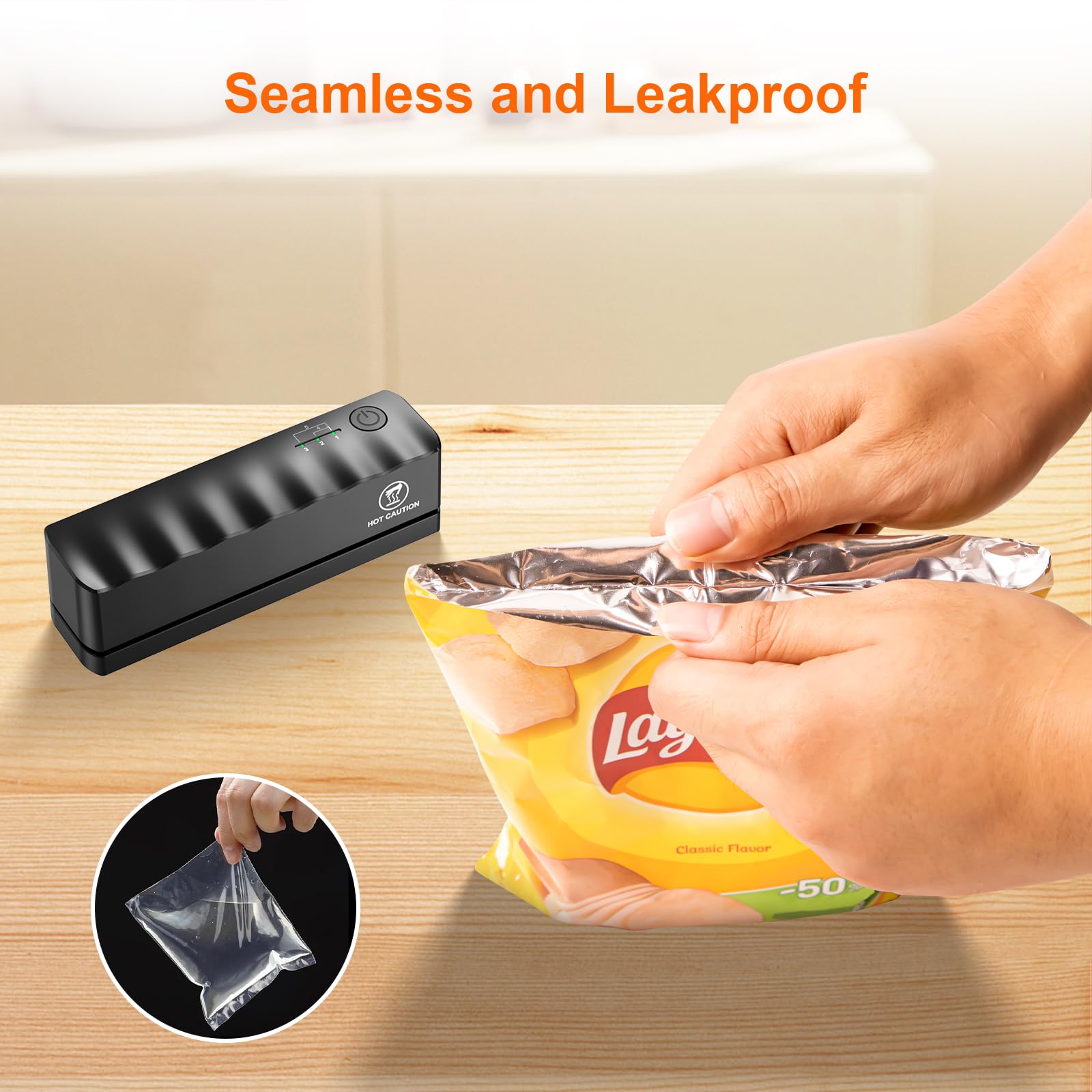 Upgraded Mini Bag Sealer,4000mAh Rechargeable Handheld Mini Heat Sealer with 4.7" Heating Strip & 5 Adjustable Gears-Quick Heat Bag Resealer for Chip Bag, Snack Bag, Plastic Bag - Keep Food Fresh