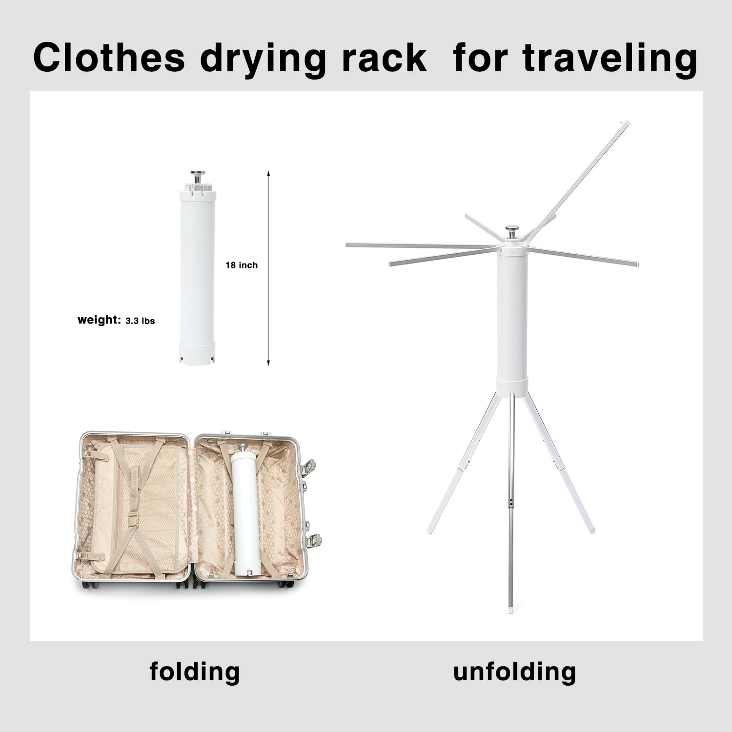 HSOAR Tripod Clothes Drying Rack Clothing - Foldable Laundry Drying Rack Collapsible Folding Clothes Drying Rack Indoor Portable Small (Small Size Silver, Four Heights)
