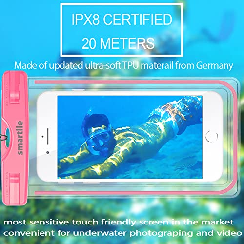 smartlle Universal Waterproof Phone Pouch Holder, Large Phone Waterproof Case Underwater Dry Bag for iPhone 13 12 11 Pro Max XR,XS, 8,7,6 Plus,SE, Galaxy S22/A/Note, LG,7β, Beach Water Pool -2 Pack