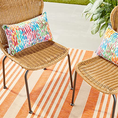 Pillow Perfect Outdoor | Indoor Make It Rain Zinnia Rectangular Throw Pillow (Set of 2), Blue