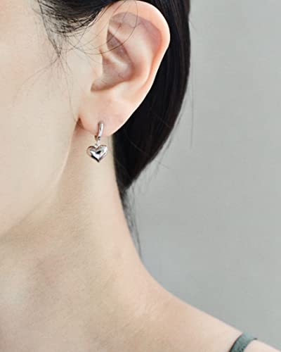 Dainty Puffy Heart Huggie Hoop Earrings • Gold Silver Rose Hoops • 3D Heart • Love Heart Dangle Earrings • Gift for Her • Minimalist 274